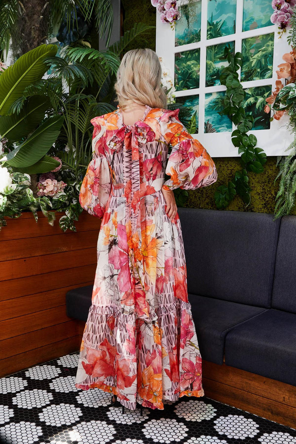 Botanical Garden Silk Floral Maxi Dress